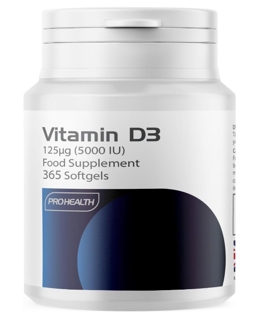 Vitamin D3 5000iu Softgels Capsules, 365 softgels – Prohealth UK